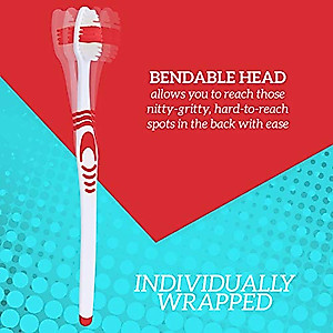 Lingito 50 Bulk Travel Toothbrushes, Individually Wrapped Portable, Manual Disposable Travel Toothbrush Set Adult Children, Multi Color Travel Toothbrush Kit (Medium Bristle)