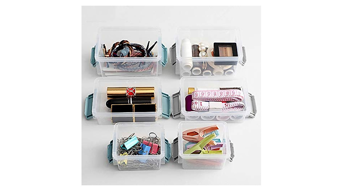 6 Pack Mini Plastic Storage Boxes with Lids - Organize Small Items