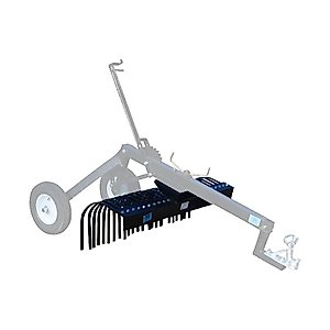 Titan Attachments 4' Landscape Rake Add-On Transformer Tow Frame, Bolt-On Rake, 24 Tines, Gardening Tool, Landscaper, and Grass Comb