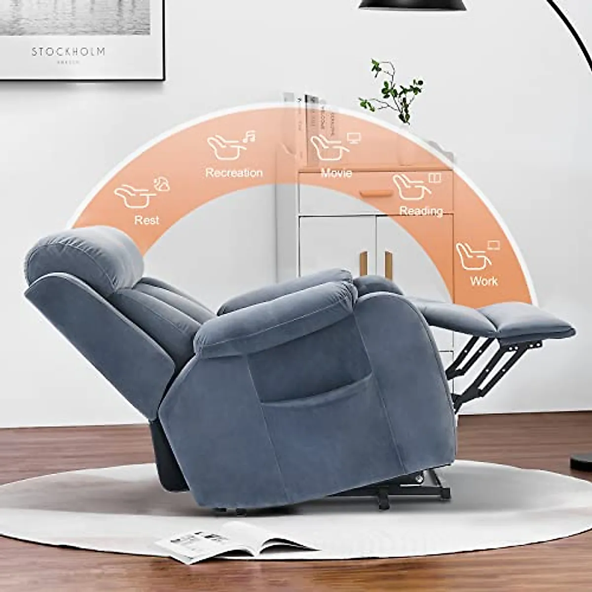 DAZONE Power Recliner Chair, Lift Chair Recliners for Elderly Modern Power Lift Chair Overstuffed Electric Recliner Chair Theater Reclining Chair Lazyboy Recliner Chair for Living Room Bedroom Grey
