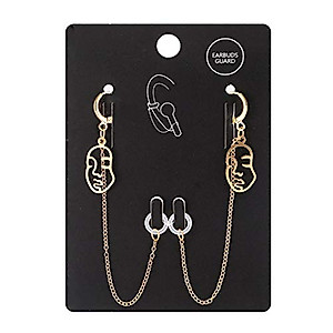 Airpod Earrings Anti Lost Earring Strap for Airpods Anti Lost Strap for Airpods Pro, Wireless Earhooks Earbuds Earphone Holder Connector, Compatible with Airpods 1 2 3 (Gold face Style)