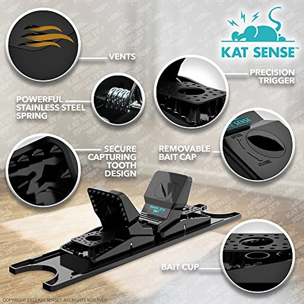 Kat Sense Rat Mouse Traps for House - Heavy Duty Covered Double No Escape Humane Rat Trap Delivers an Instant Kill - Easy to Use & No Touch Rodent Release