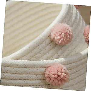 ABOOFAN Storage Basket Boho Basket Storage Shelf Clothes Container Shelf Storage Rack Woven Laundry Baskets Sundry Cosmetic Storage Holder Shelf Basket Pink To Weave Cotton