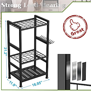 keomaisyto Garden Tool Organizer for Garage, Yard Tool Organizer for Garage Organization and Storage, Heavy Duty Garden Tool Stand with 35 Long-Handled Tool Slots and 10 Tool Hooks for Shed, Yard