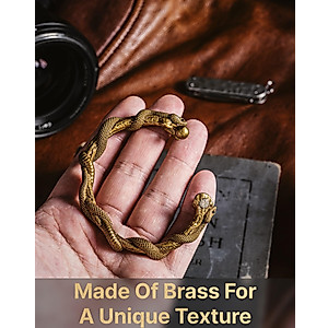 COPPERTIST.WU Cuff Bracelets for Men Women | Double Snake Twisted Brass Open Bangle Jewelry Gifts (S)