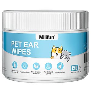 150 Count Dog Ear Cleaner Wipes, Dog Ear Wipes, Gently Remove Ear Wax, Debris - Soothes & Relieves Ear Itching, Natural Cleaning Puppy Ear Wipes, Otic Cleanser for Dogs and Cats.
