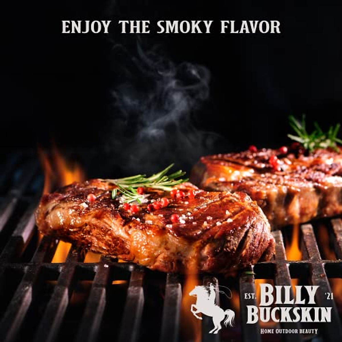 Applewood Cooking Wood for Wood Fire | Apple Firewood Logs | Fruity Flavors, Includes Apple Chips and Fatwood Firestarter Sticks | by Billy Buckskin Co.