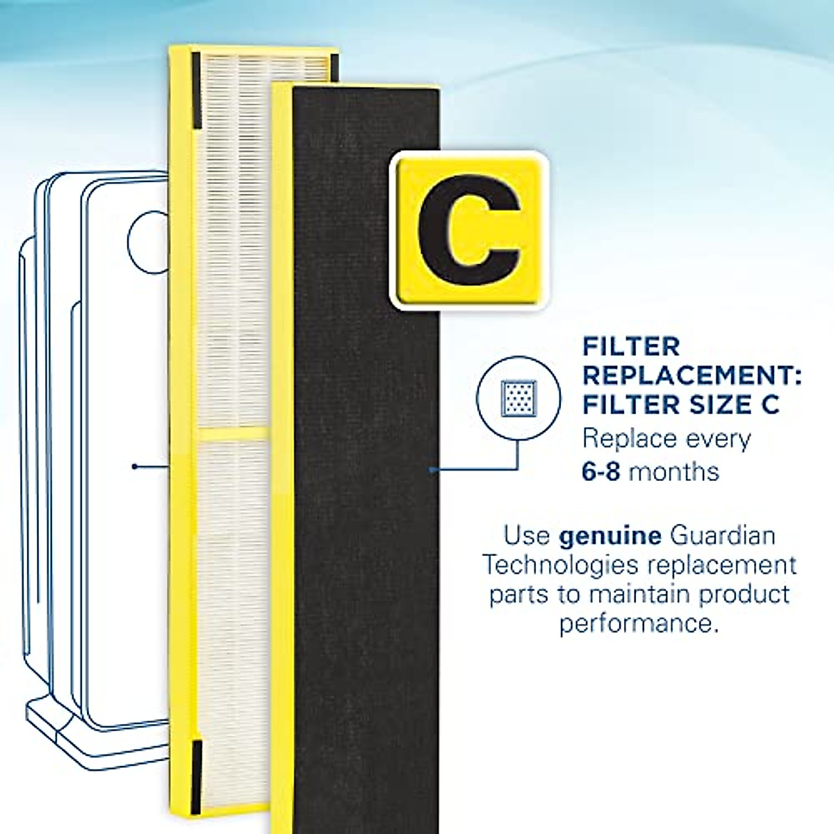 Germ Guardian Air Purifier for Home, Large Rooms, H13 HEPA Filter, Removes Dust, Allergens, Smoke, Pollen, Odors, Mold, UV-C Light Helps Kill Germs, 28 Inch, Black, AC5350B