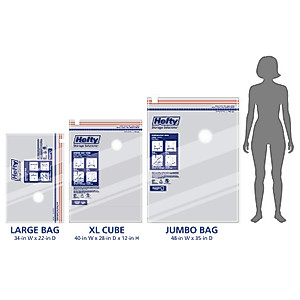 Hefty Shrink-Pak Starter Kit - 2 Large, 1 XL Cube, 1 Jumbo Vacuum Seal Storage Bag and Hand Pump – Space Saver Bags for Clothing, Pillows, Towels, or Blankets, 5 Pc Set