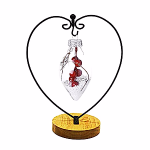 Ornament Display Stand for Hanging Glass Terrarium Wood Base Creative Decoration for Home Garden Wedding Party Festival (Heart)