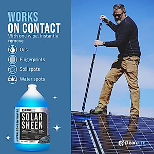 CLEANTITE Solar Panel Cleaner Solar Sheen (Makes 512 Gallons) - Super Concentrated Glass & Solar Panel Cleaning, Remove Oils, Fingerprints & Water Spots (1 Gallon)