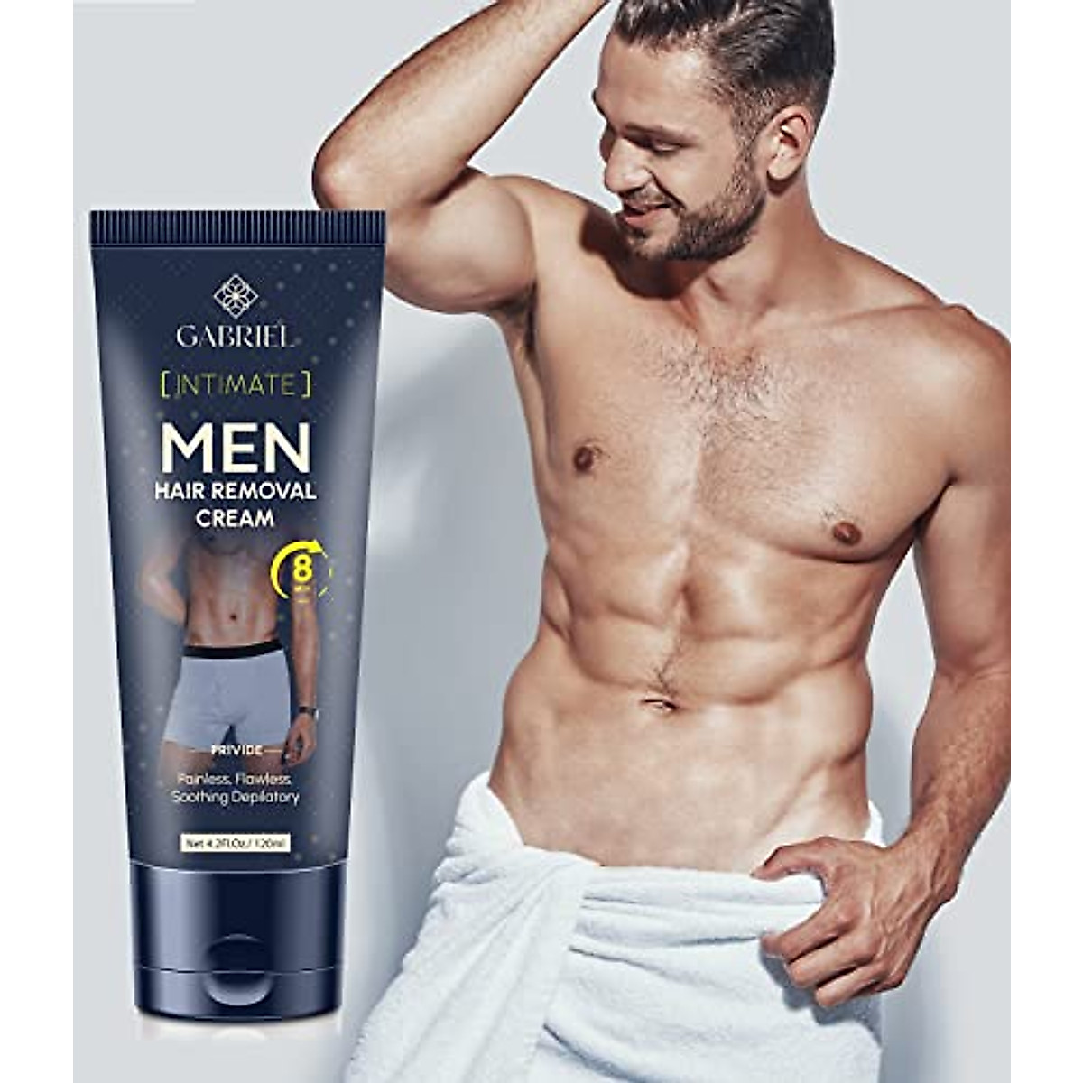 Intimate/Private Hair Removal Cream, Fast & Effective Hair Remover for Men's Underarm, Chest, Back, Legs, and Arms, 4.2 fl oz