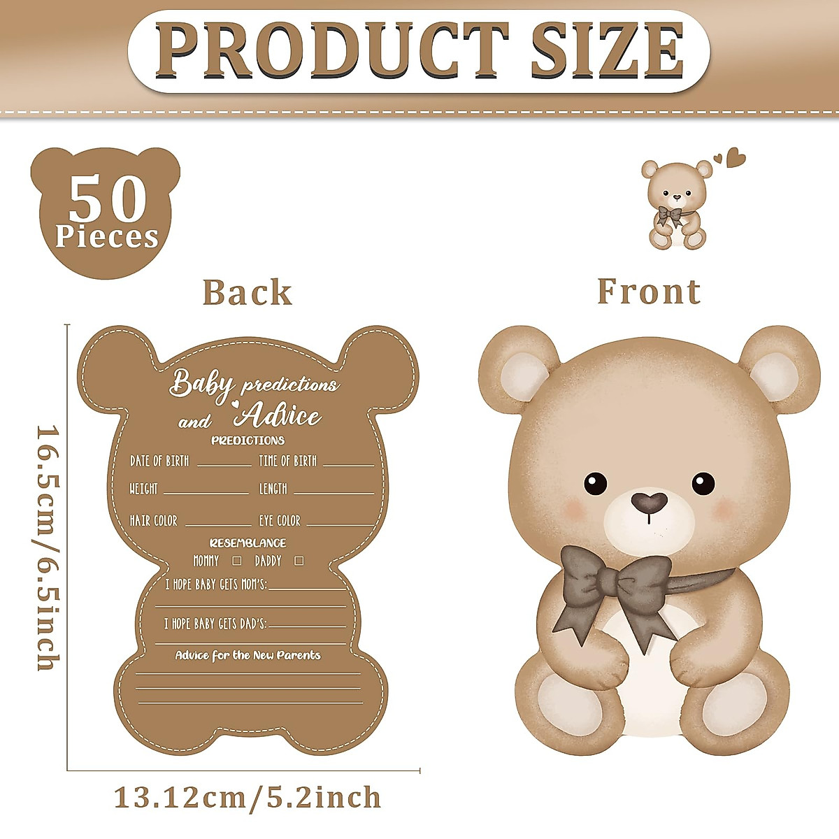 Justforjoyful 50 Pcs Teddy Bear Baby Shower Game Set Prediction and Advice Cards We Can Bearly Wait Baby Shower Decorations Bear Best Wishes Gender Neutral Baby Shower Game Party Activity Supplies