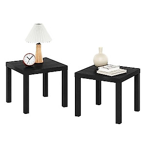 Furinno Classic Homey Square Parsons Side End Table, Set of 2, Black