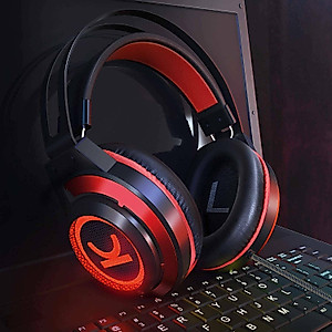 EZ.winpow PC Gaming Headset, Video Game Stereo Headphone with 7.1 Surround Sound with Noise Canceling Mic & Memory Foam Ear Pads for PC/PS5/PS4/Xbox One/Nintendo Switch Red