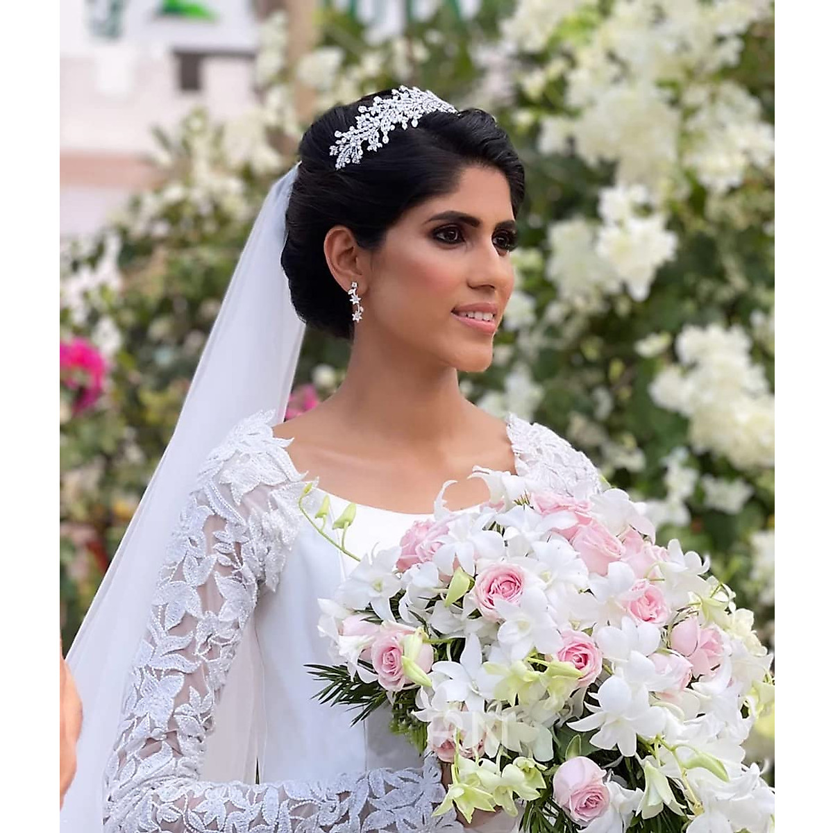 Jorsnovs CZ Wedding Headpieces for Bridal CZ Tiaras for Women Cubic Zirconia Sweet 16 Birthday Headbands Hair Accessories