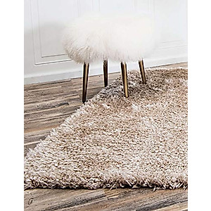 Unique Loom Opulence Shag Collection Plush, Lustrous, Solid, Modern Area Rug, 9' 0" x 12' 0", Blonde