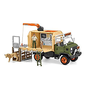 Schleich Wild Life 10-piece Animal Rescue Toy Truck with Ranger and Animals Playset for Kids Ages 3-8 Multicolore, 11 x 39 x 23 cm