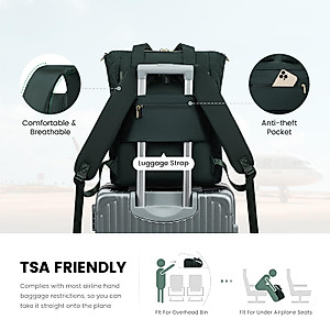 LOVEVOOK Laptop Backpack for Women 17 inch,Diamond Quilted Convertible Backpack Tote Laptop Computer Work Bag,Womens Travel Backpack Purse College Teacher Carry on Back pack with USB Port,Dark Green