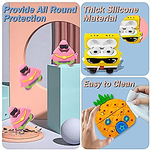 [3 Pack] Funny AirPods 3rd Generation Case, 3D Cartoon Character Cute Aripod Case for Airpods 3 Kawaii Airpods 3 2021 Cover for Men Boys Silicone Protective Case with Keychain Accessories