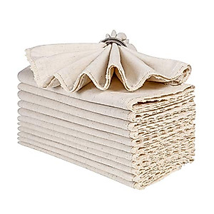 Linen Flax Lace Napkin, Cloth Napkins Lace, Napkins Cloth Washable, Cloth Napkins Set of 12, Flax Linen Napkins, Napkins Cloth, Natural Cloth Napkin, Lace Dinner Napkins - 18x18 Inch - Natural