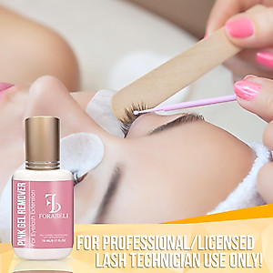 Forabeli Pink Gel Lash Remover for Eyelash Extensions, 15ml, Safe and Gentle Formula, Easy to Apply, Versatile and Efficient