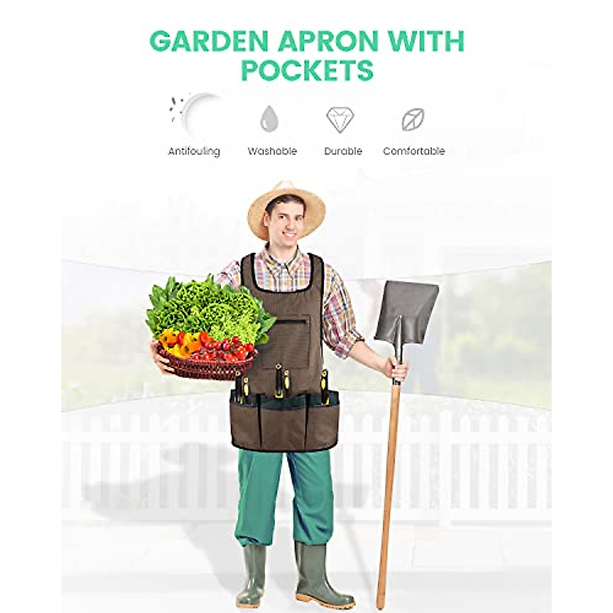 Garden Compost Bin with Garden Work Apron,Great Gardening Gifts for Women Men Lawn Care
