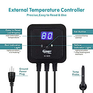 hygger 300W Aquarium Heater with External Digital Temperature Controller Reef Saltwater Fish Tank Heater for 30-60 Gallon Tank