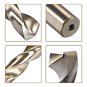 uxcell Reduced Shank Twist Drill Bits 12mm Black Nitride & Gold Titanium Coated High Speed Steel 6542 with 10mm Shank for Stainless Steel Alloy Metal Plastic Wood