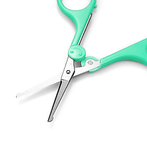 Humbee Eyebrow Scissors, Small Scissors for Facial, Nose, Eyebrow, Mustache, and Beard Hair Trimming & Grooming, Safety Edge, Green Long Cap