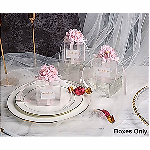 Mose Cafolo 50pcs 2.5x2.5x2.5 inches (6.35x6.35x6.35cm) Clear Plastic Candy Gift Boxes Thick PVC Anti Scratch Holiday Wedding Party Favor (Transparent Cube Box)