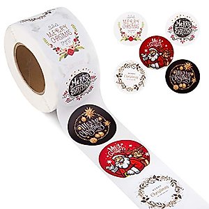 SAVITA 500 Pieces 3.8 cm Christmas Sticker Label, Envelope Stickers Presents Decorative Stickers Party Decoration Christmas Labels (5 Models)
