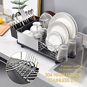 TOOLF Dish Rack,304 Stainless Steel Dish Drying Rack for Kitchen Counter, Dish Drainer for Large Capacity,Black…