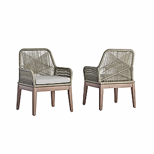 Best Quality Furniture D1007 Patio Dining, Set of 2 Chairs, Light Oak