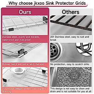 DPZM 28-1/4" x 14-1/4" x 1-1/4" Stainless Steel Sink Rack for Bottom of Sink, Metal Sink Protectors For Kitchen Sink, Sink Grid, Sink Bottom Grid with Side Drain, Kitchen Sink Grid with Sink Strainer