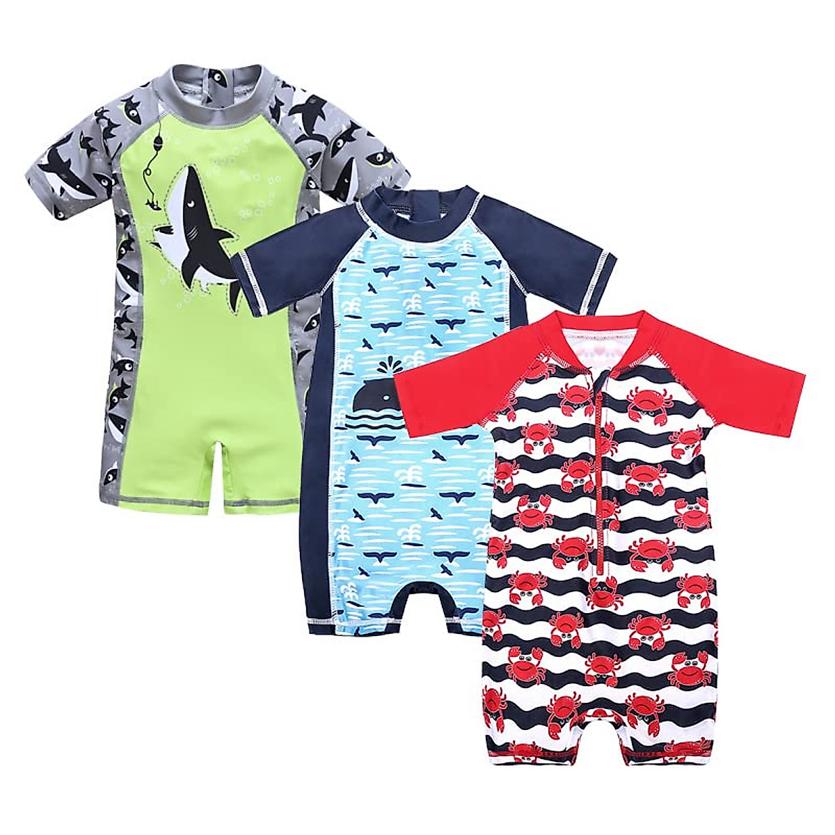 Toddler Baby Boys' Swimwear One Piece UPF 50+ Swimsuit Boy Lovely Cartoon Prints Bathing Suit Red 12M