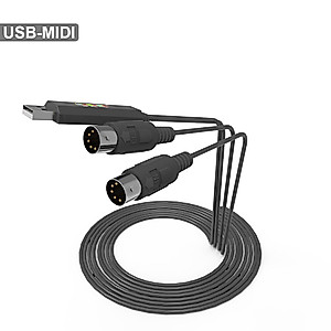 USB IN-OUT MIDI Cable Converter, Bakerii USB IN-OUT MIDI Cable Converter PC MAC laptop MIDI Interface Converter for Piano Keyboard- 6.5Ft