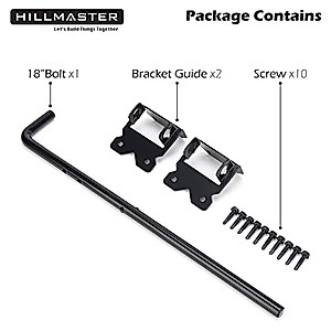 HILLMASTER Upgrade 18" Heavy Duty Cane Bolt Gate Drop Rod for Wood Fence, Steel Drop Bolts Cane Bolt Hardware for Wooden Gater and Holding Doors, Black Finish