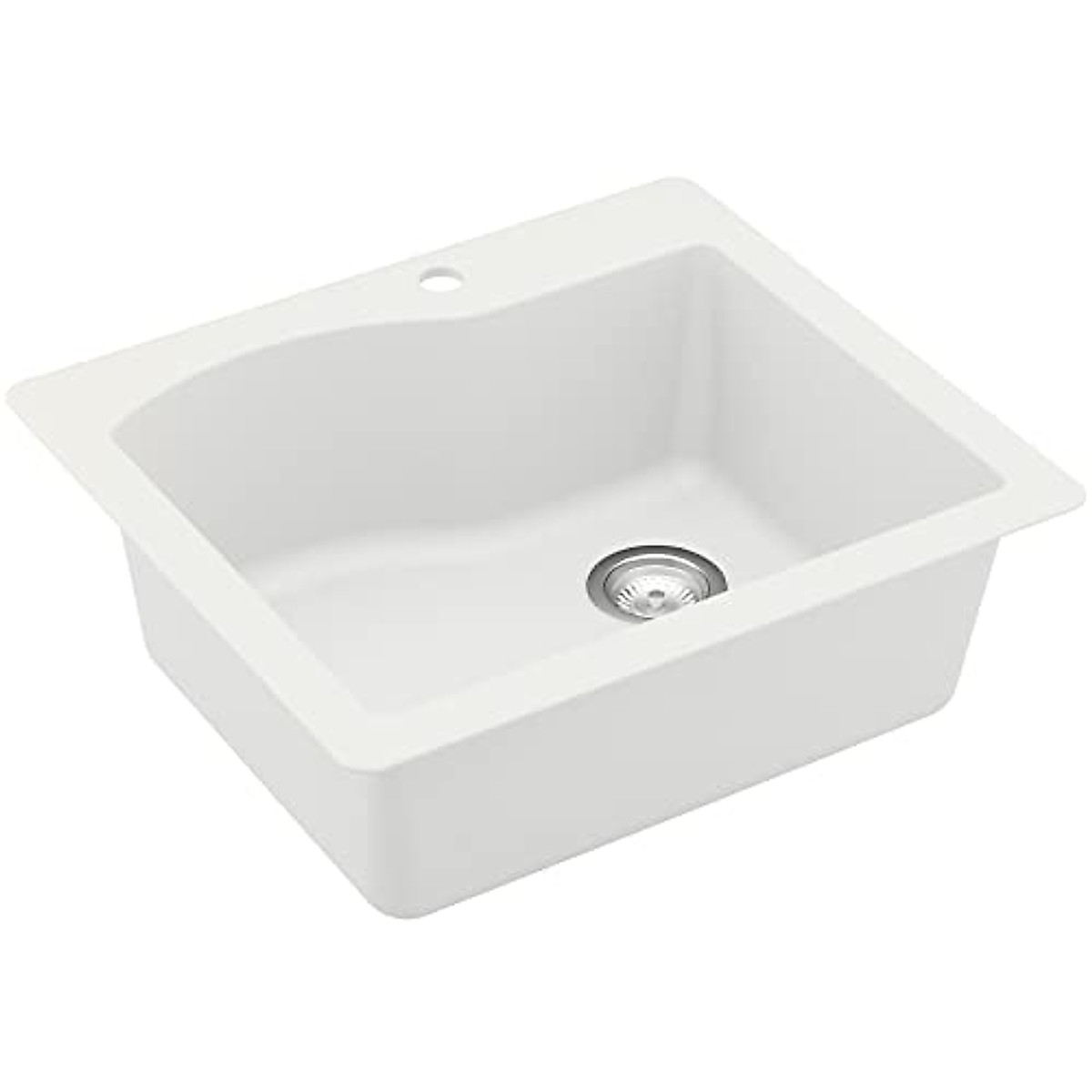 Karran Drop-In Quartz Composite 25 in. 1-Hole Single Bowl Kitchen Sink in White