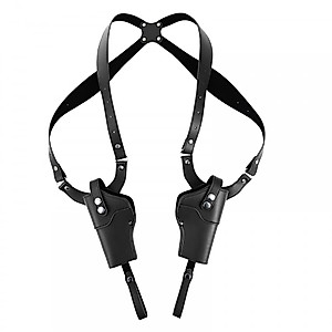 Dual Shoulder Holster, PU Leather Gun Holster Adjustable Concealment Holster for Men Women(Include Spare Screws) Black