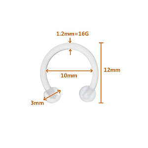 Oasis Plus 8pcs 16G 10mm Clear Flexible Bioflex Horseshoe Retainer Nose Septum Ring Snake Smiley Eyes Nipple Lip Cartilage Piercing