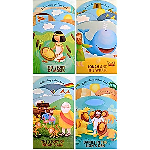 Greenbrier International Bible Story Picture Books: Story of Daniel, Moses, Jonah & Noahs Ark Board Books - Set of 4