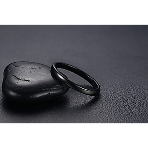 VNOX Custom Engraving-2mm Women's Tungsten Carbide Plain Thin Band Wedding Ring,Black,Size 9