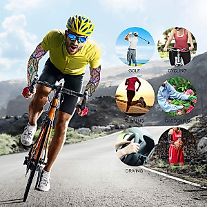 WELLDAY Boho Mandala Gardening Sleeves with Thumb Hole Farm Sun Protection Arm Sleeves for Women Men