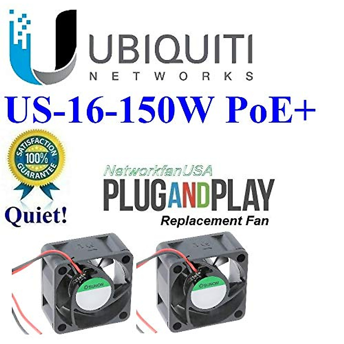 2X ExtraCooling Quiet Replacement Fans Compatible for Ubiquiti US-16-150W PoE+ UniFi Switch