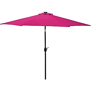 Trademark Innovations Deluxe Solar Powered LED Lighted Patio Umbrella - 9' (Pink)