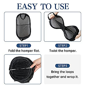 ZOES HOMEWARE Pop up Laundry Hamper 2 Pack | Collapsible Laundry Baskets | Foldable Travel Laundry Basket with Durable Handle for Kids,Dorm,Laundry Room | Black