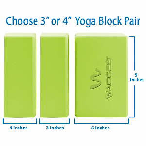 Wacces Foam Exercise, Fitness & Yoga Blocks - Set of 2 (9" x 6" x 4") - Green
