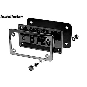 LFPartS Black Motorcycle Stainless Steel License Plate Frame
