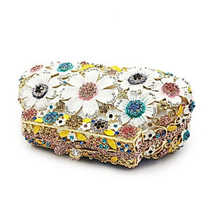 UMREN Women Vintage Flower Rhinestone Clutch Crystal Evening Bag Purse Wedding Cocktail Bag Purple